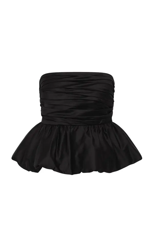 ROAME Hazel Strapless Cotton Peplum Top - Black