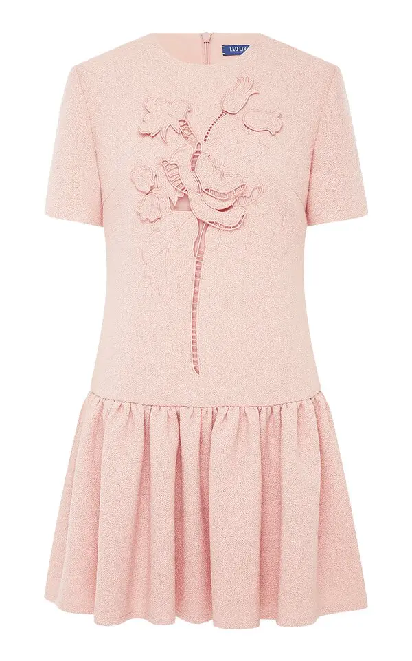LEO LIN Joyce Applique Tweed Mini Dress - Pink