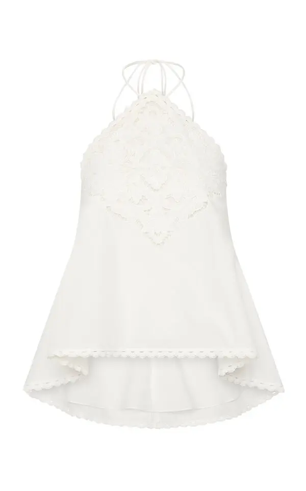 ROAME Marianne Broderie Anglaise Cotton Halter Top - White