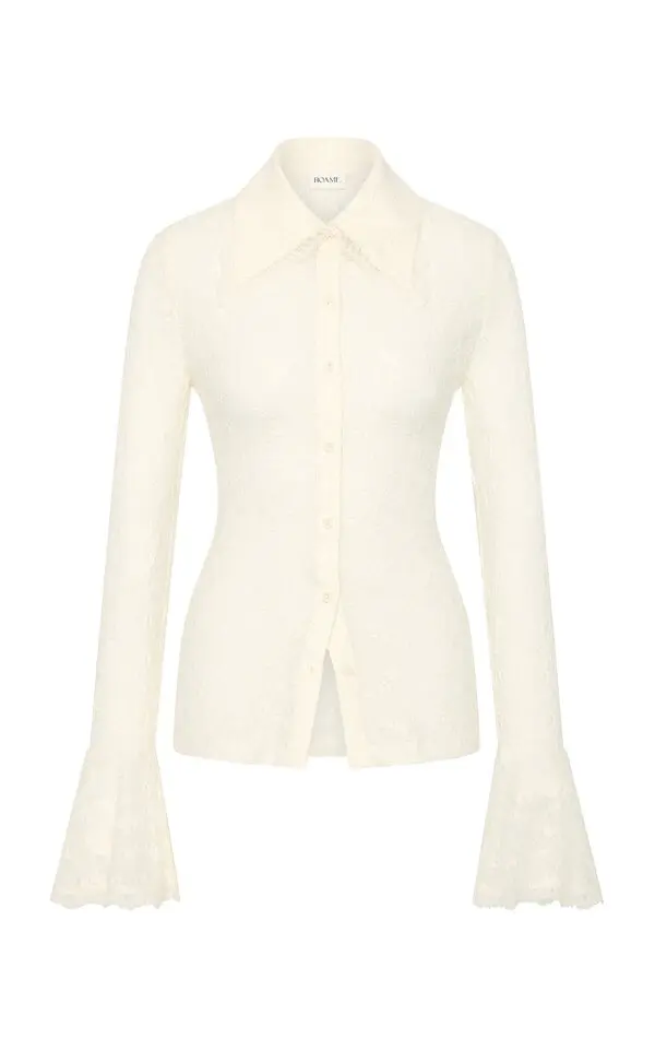 ROAME Daisie Lace Button Up Shirt - Off-white