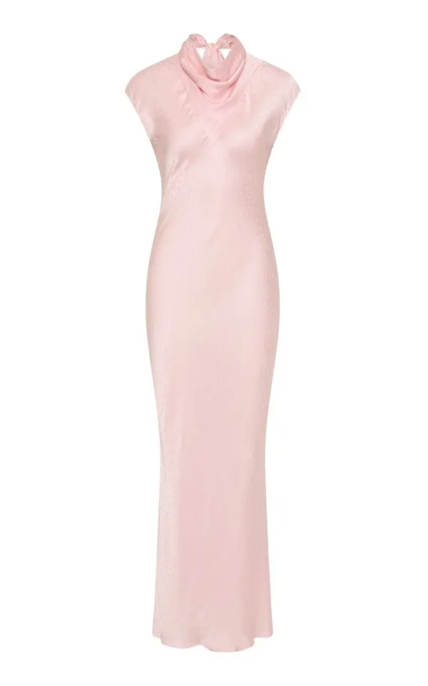 ROAME Kimora Draped High-neck Maxi Dress - Light Pink