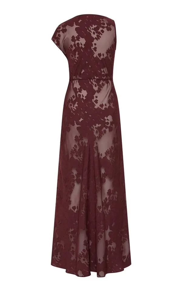 ROAME Asymmetrical Sheer Maxi Dress