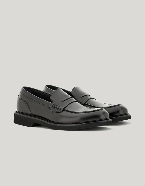 Canali College Moccasin Loafers In Calfskin With Covering - Black