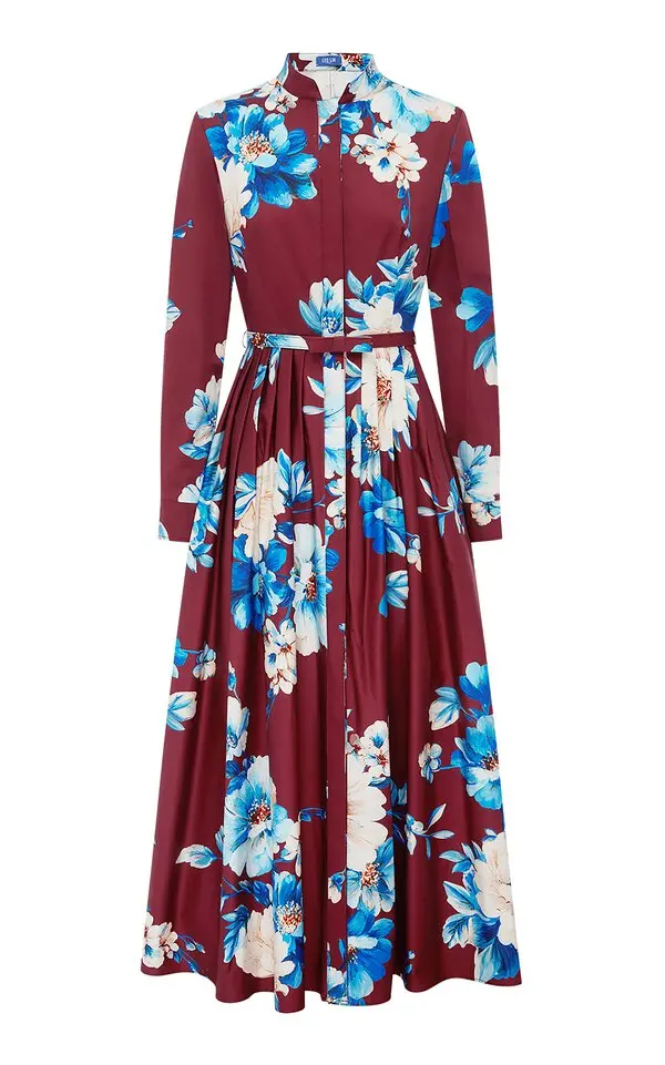 LEO LIN Zara Cotton Midi Dress - Burgundy