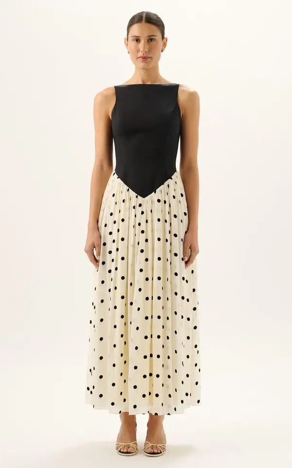 ROAME Pamela Polka Dot Maxi Dress