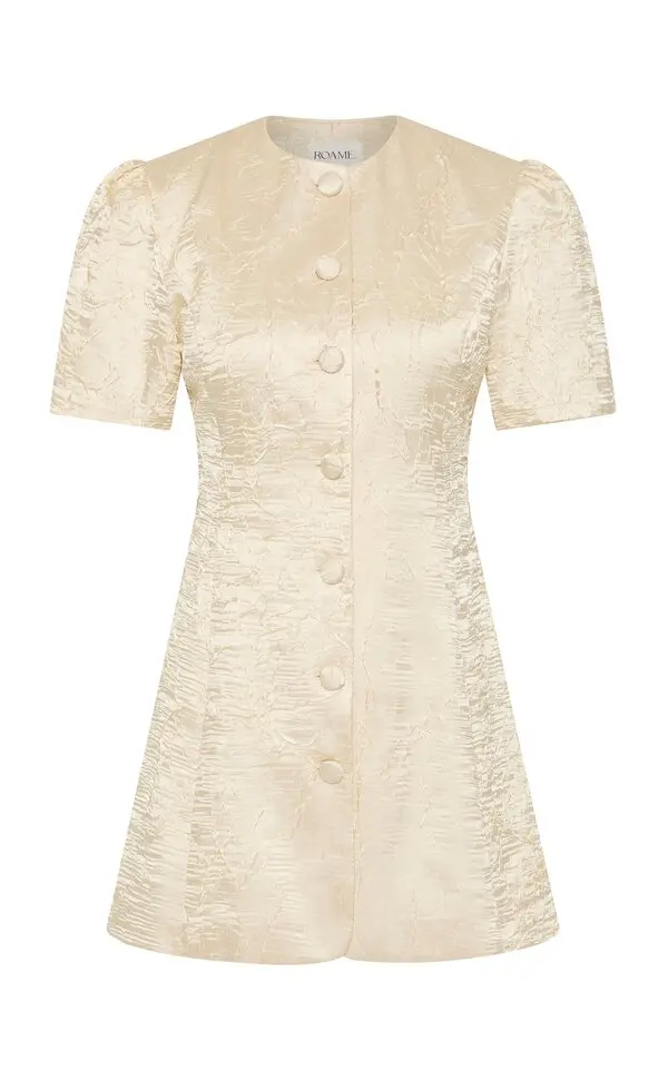 ROAME Carrington Button-front Mini Dress - Off-white