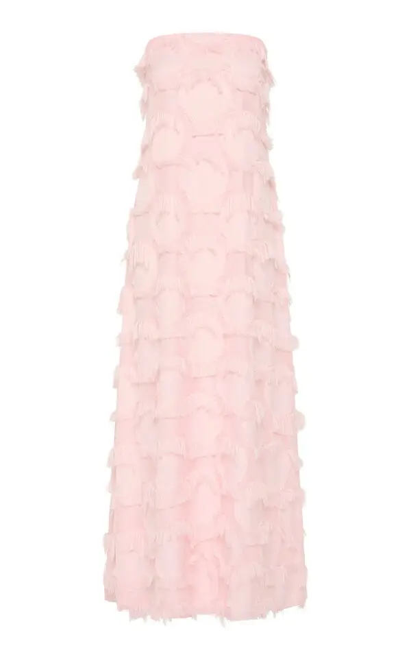ROAME Carrie Strapless Fringe Maxi Dress - Light Pink