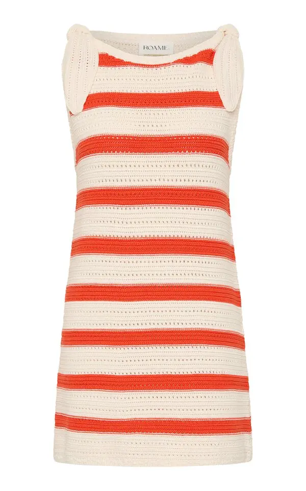 ROAME Manon Striped Knit Cotton Mini Dress - Stripe