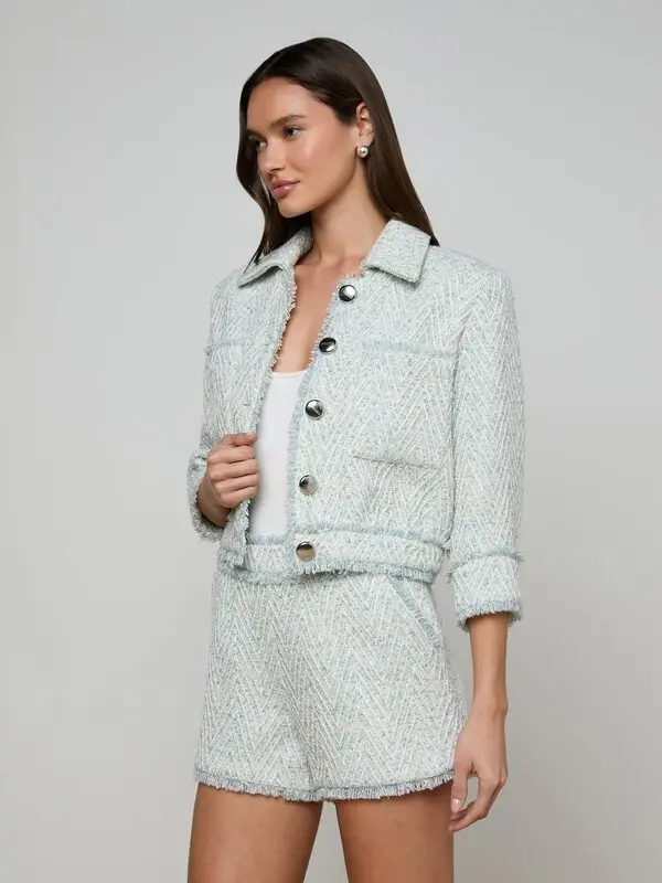L'Agence Jia Fringed Tweed Jacket