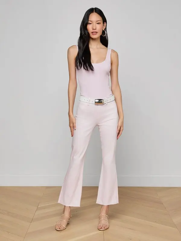 L'Agence Kendra Coated Cropped Flare Jean - Icy Lilac Coated