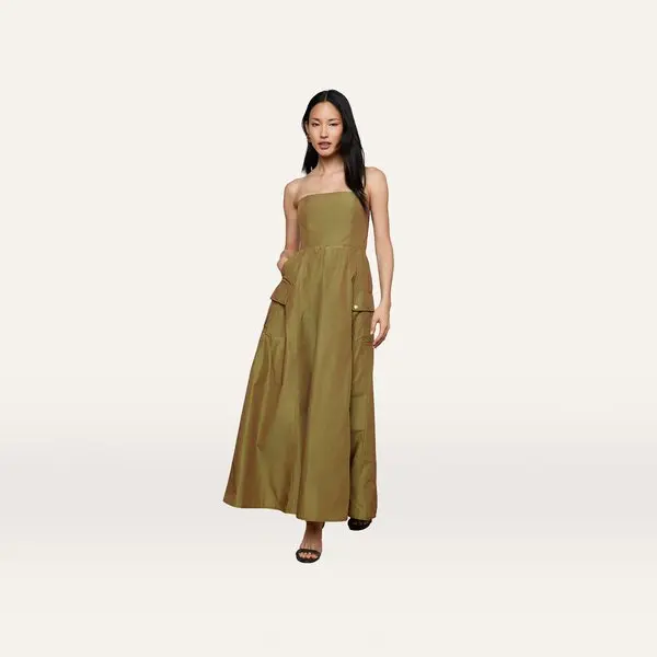 L'Agence Nessa Strapless Gown - Olive