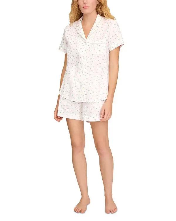 PETITE PLUME Good Luck Charms Twill Short Pajama Set - White