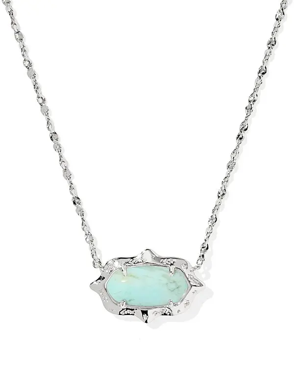 Kendra Scott Elisa Scallop Frame Short Pendant Necklace - Silver Sea Green Chrysocolla