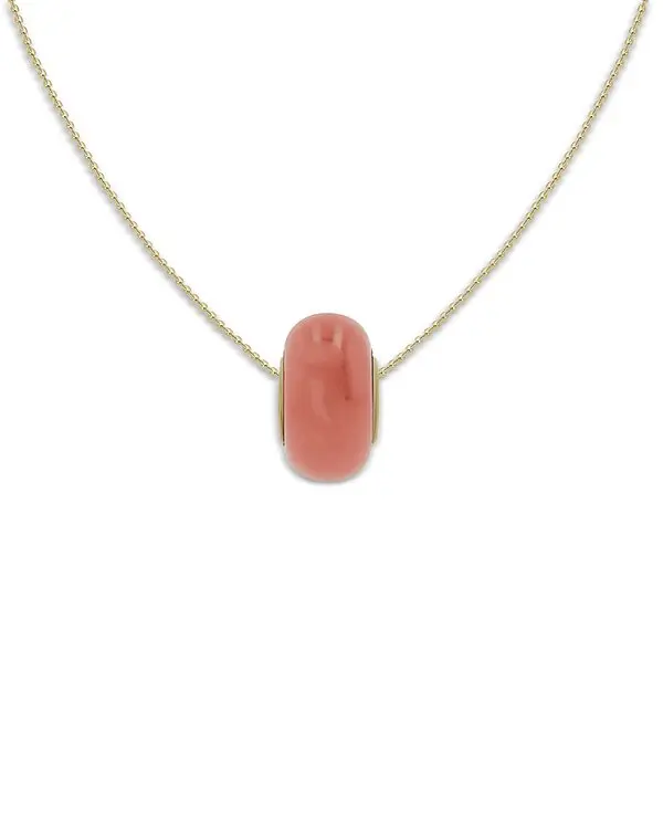 MOON & MEADOW 14k Yellow Pink Jade Rondelle Pendant Necklace, 16-18 Exclusive - Gold