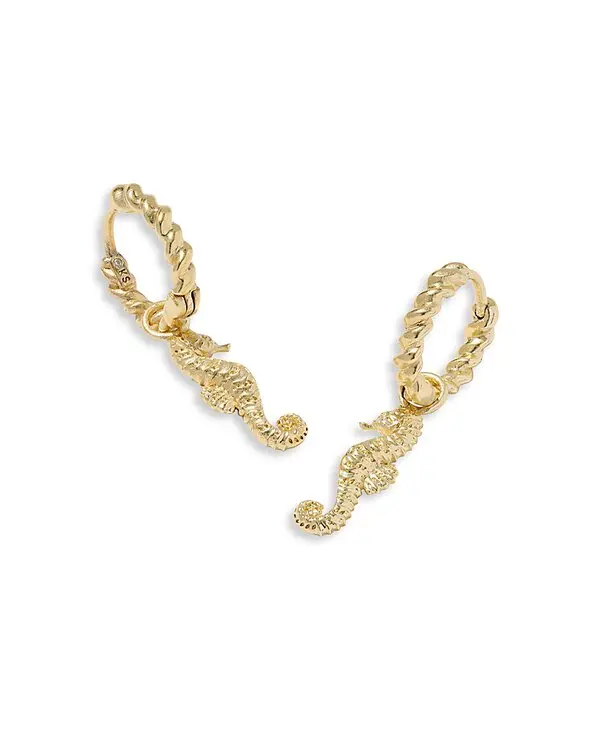 Kendra Scott Removable Seahorse Charm Huggie Hoop Earrings - Gold