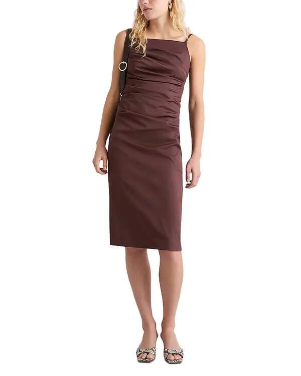 Marella Ciocca Draped Poplin Dress - Brown