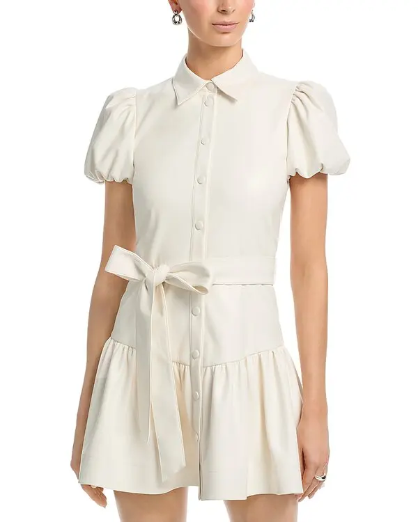 Alice + Olivia Henrietta Faux Leather Dress - Off White