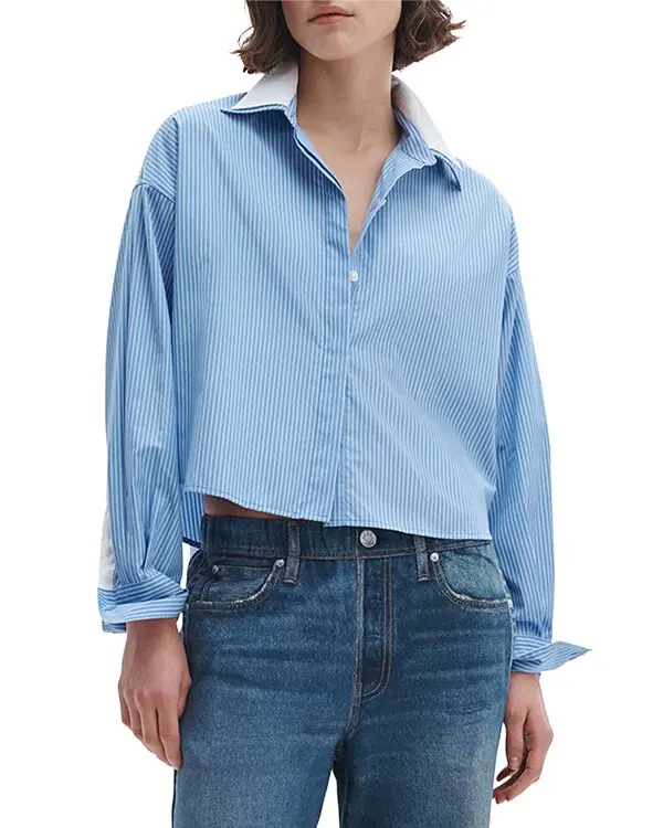 Rag & Bone Marin Stripe Layered Shirt - Blue Stripe