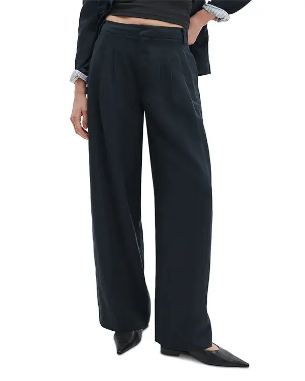Rag & Bone Chappell Wide Leg Pleated Pants - Black