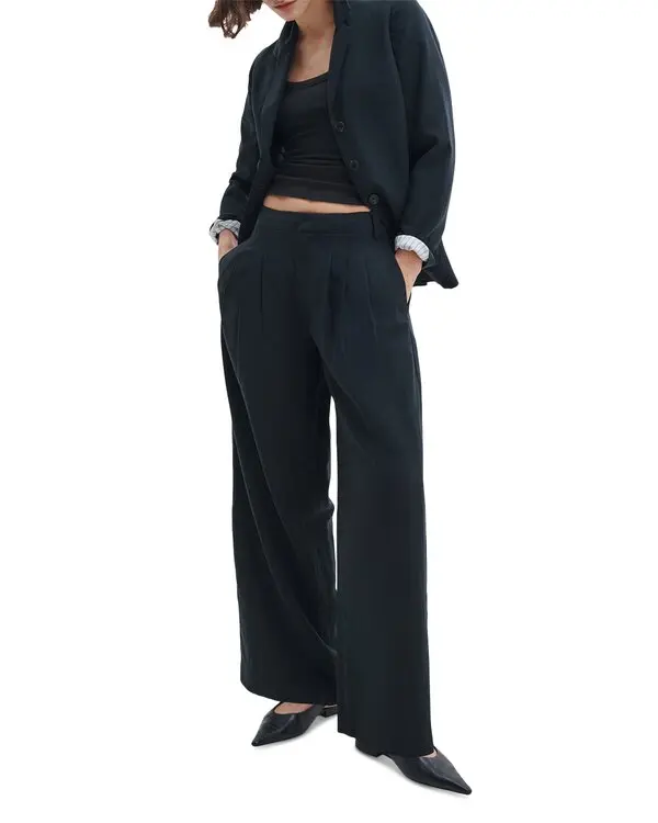 Rag & Bone Chappell Wide Leg Pleated Pants - Black