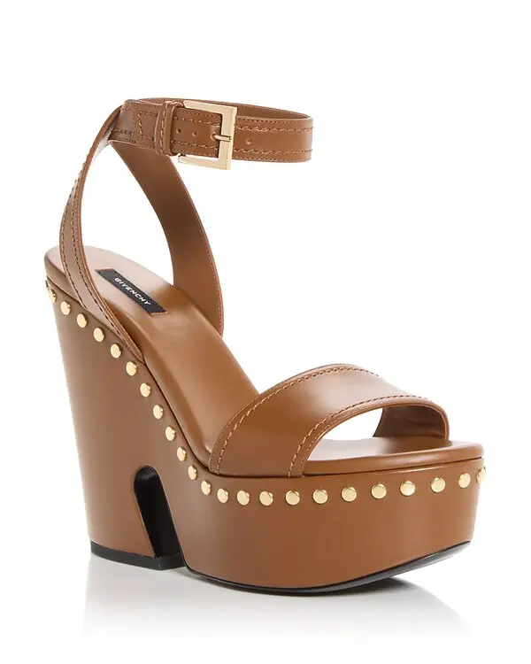 Givenchy Studded Platform Clog Sandals - Tan