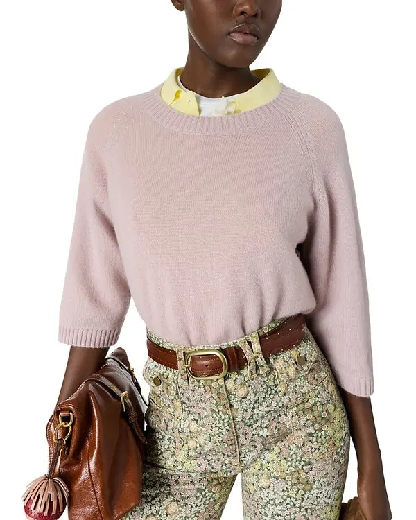 Gerard Darel Liviah Round Neck Cashmere Sweater - Pink