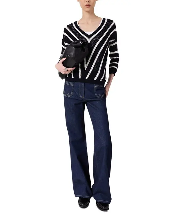 Gerard Darel Loretta V-neck Sweater - Navy