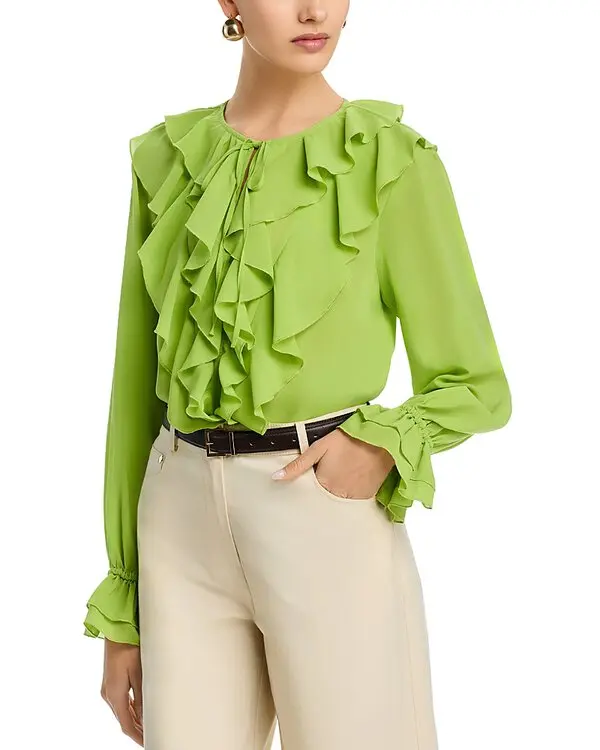 TOCCIN Tobi Exaggerated Ruffle Blouse - Lime