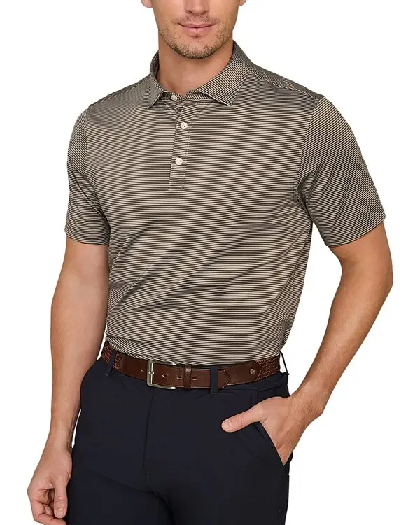 RHONE Drive Time Golf Polo Shirt - Smokey Olive Stripe