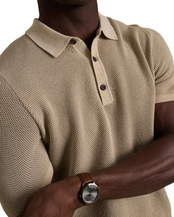 RHONE Mercer Knit Polo Shirt - Bone
