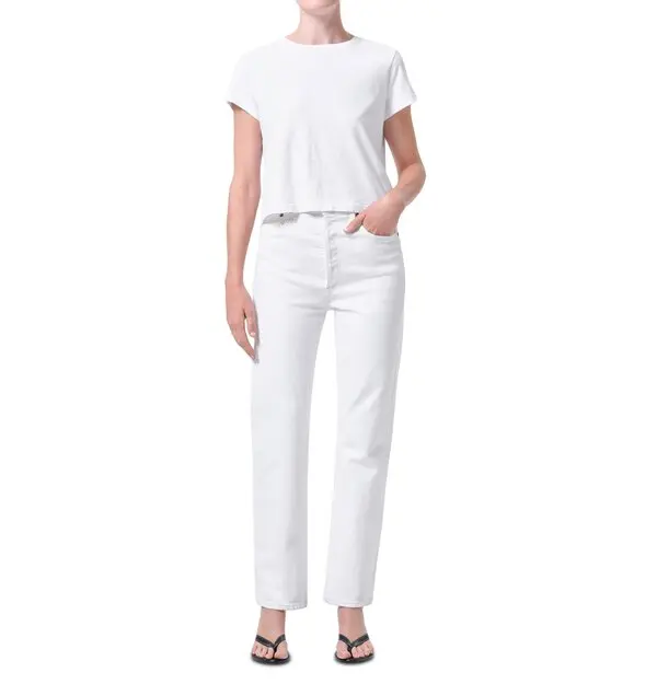 AGOLDE 90s Pinch Waist High Rise Straight Jeans - Marshmallow
