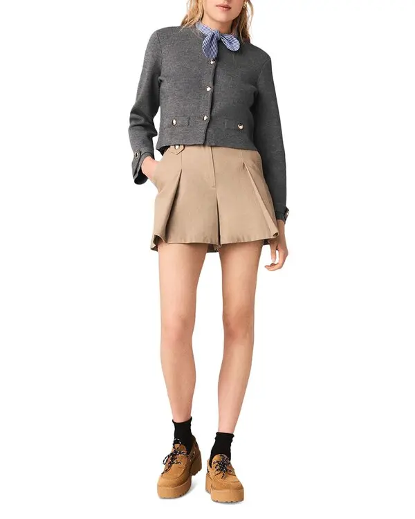 Maje Mage Removable Striped Collar Cardigan