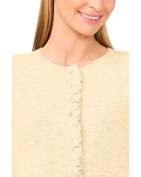 CECE DUPRAZ Long Sleeve Ruffle Edge Cardigan Sweater