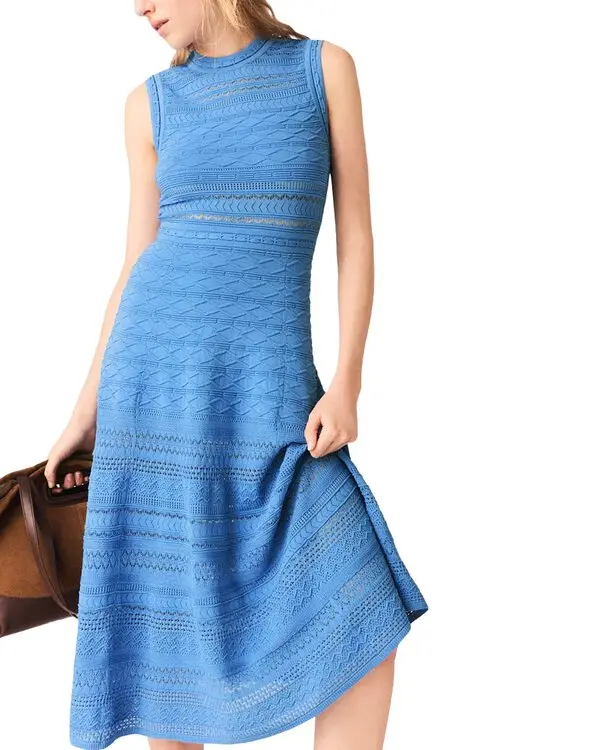 Maje Pointelle Knit Maxi Dress
