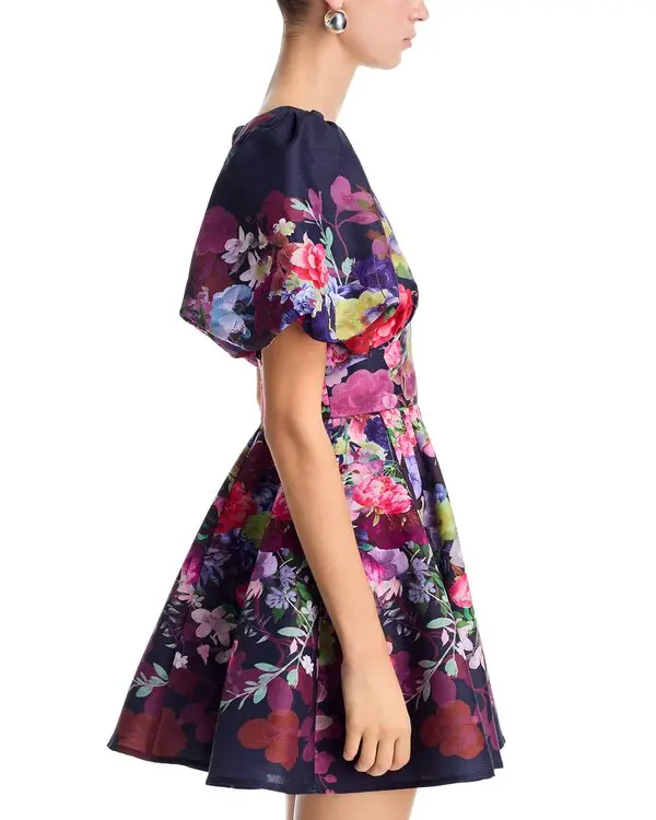 Aqua Floral V-neck Mini Dress