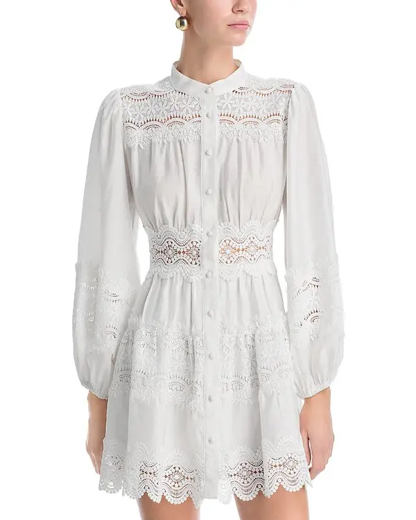 Aqua Swirl Lace Mini Dress - White