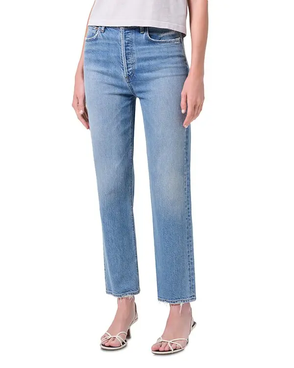 AGOLDE 90s Pinch Waist High Rise Straight Crop Jeans - Renew