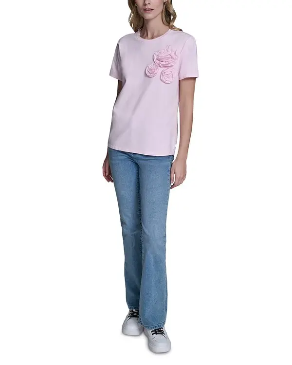 Karl Lagerfeld Paris Rose Trim Knit Top