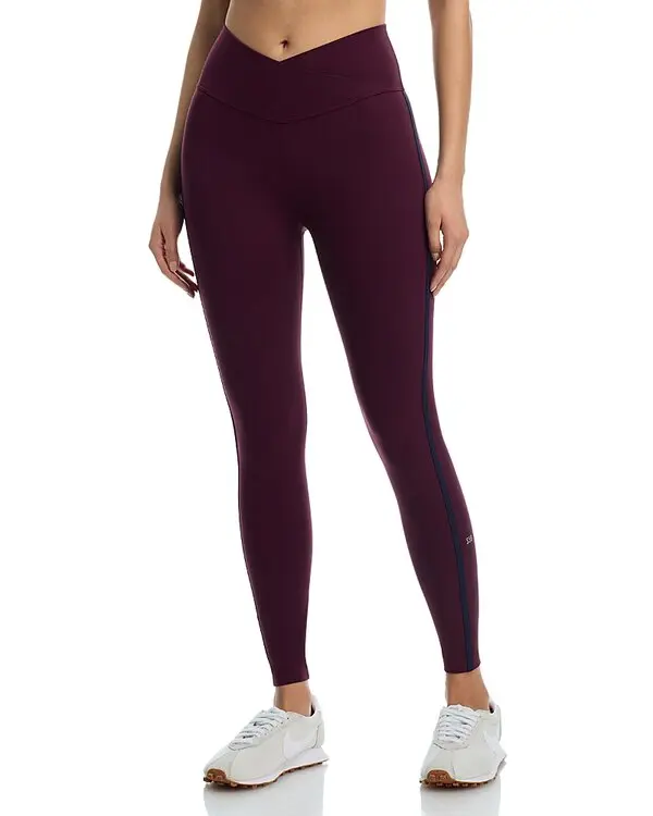 Splits59 Mia Rigor Striped Leggings - Dark Cherry/indigo