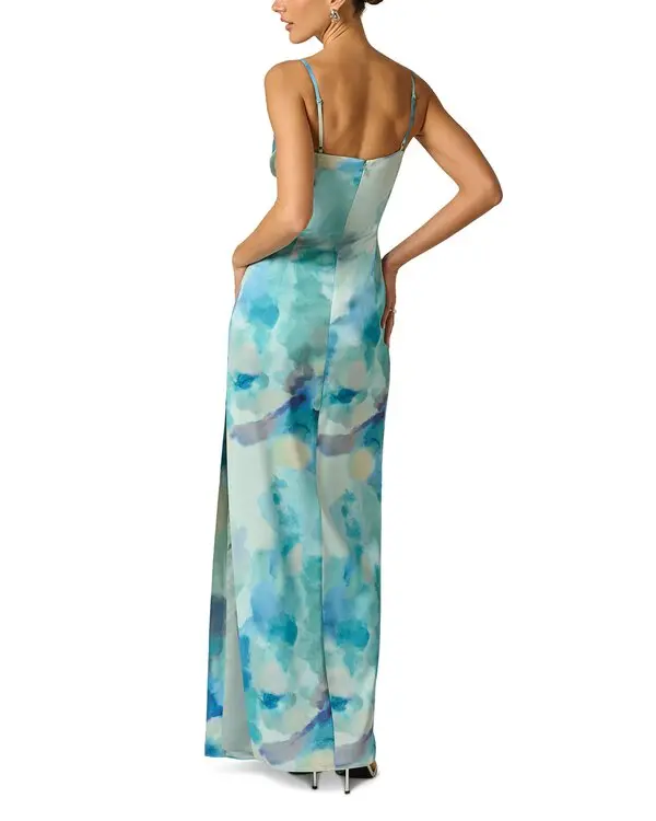 Adrianna Papell Sateen Column Dress - Blue Multi | Editorialist
