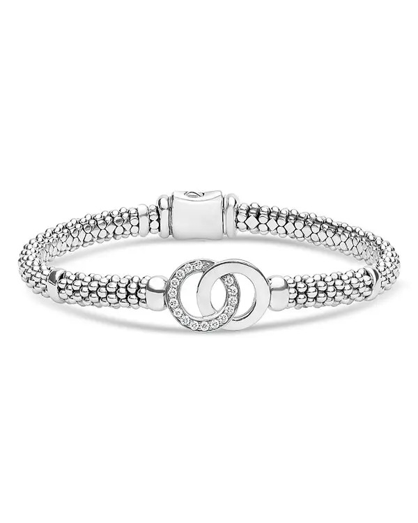 Lagos Sterling Signature Caviar Diamond Interlocking Circle Beaded Bracelet - Silver