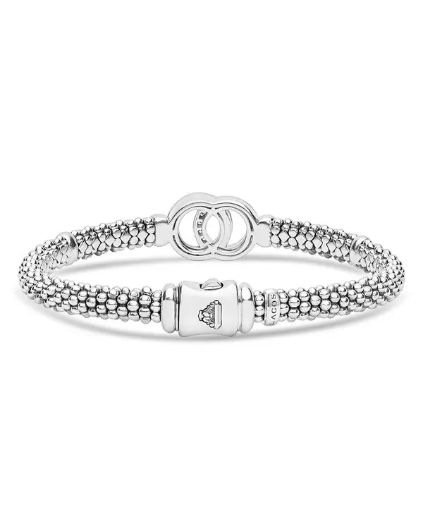 Lagos Sterling Caviar Diamond Interlocking Circle Bracelet - Silver