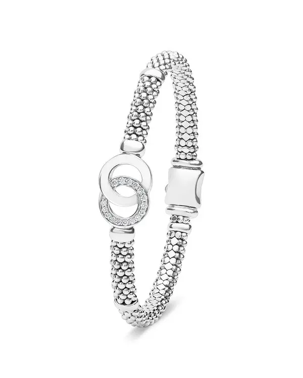Lagos Sterling Caviar Diamond Interlocking Circle Bracelet - Silver