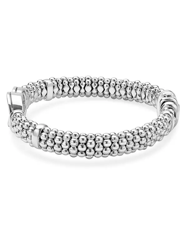 Lagos Sterling Diamond Interlocking Circle Bracelet - Silver