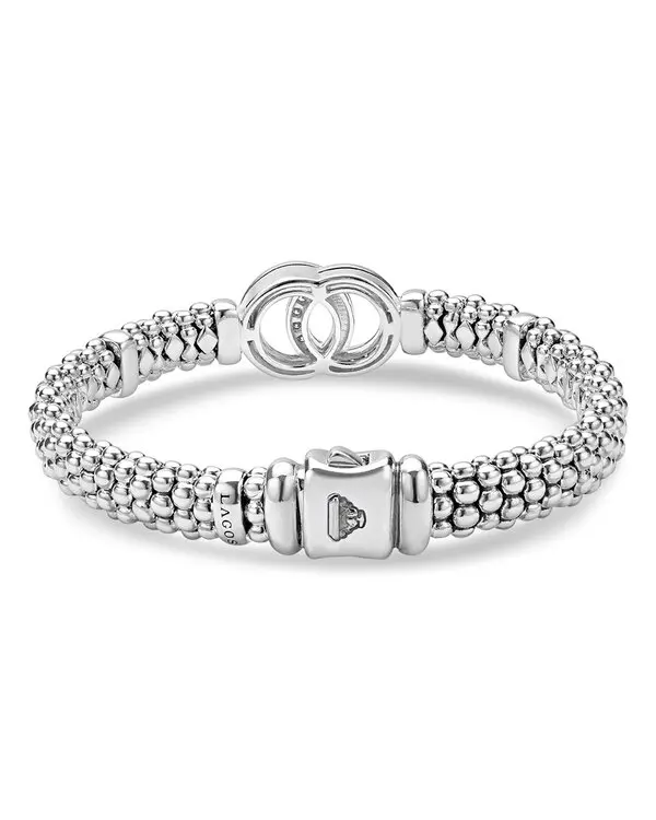 Lagos Sterling Diamond Interlocking Circle Bracelet - Silver