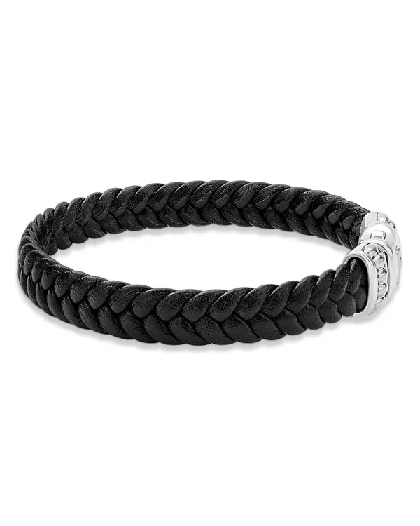 Lagos Sterling And Leather Braided Bracelet