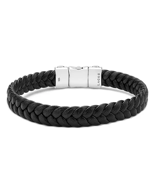 Lagos Sterling And Leather Braided Bracelet - Silver