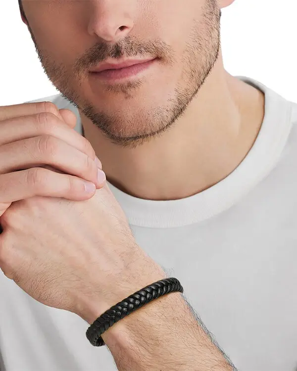 Lagos Sterling And Leather Braided Bracelet