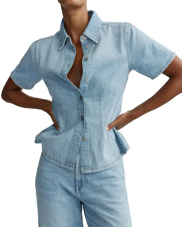 DL1961 Joice Short Sleeve Shirt - Beachfront