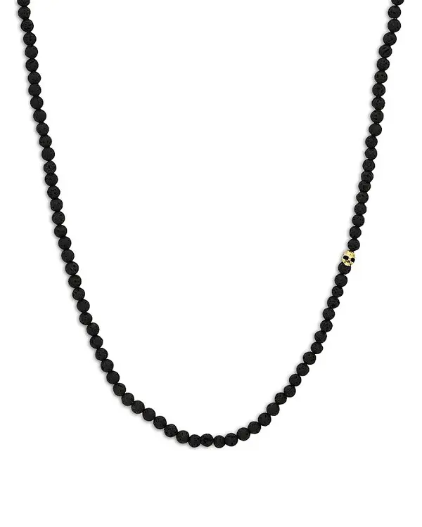 John Varvatos Skull Lava Bead Necklace, 24 - Brass
